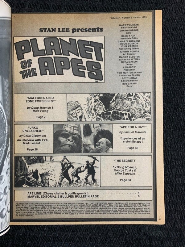 1975 PLANET OF THE APES Magazine #6 FN- 5.5 Mike Ploog / George Tuska ...