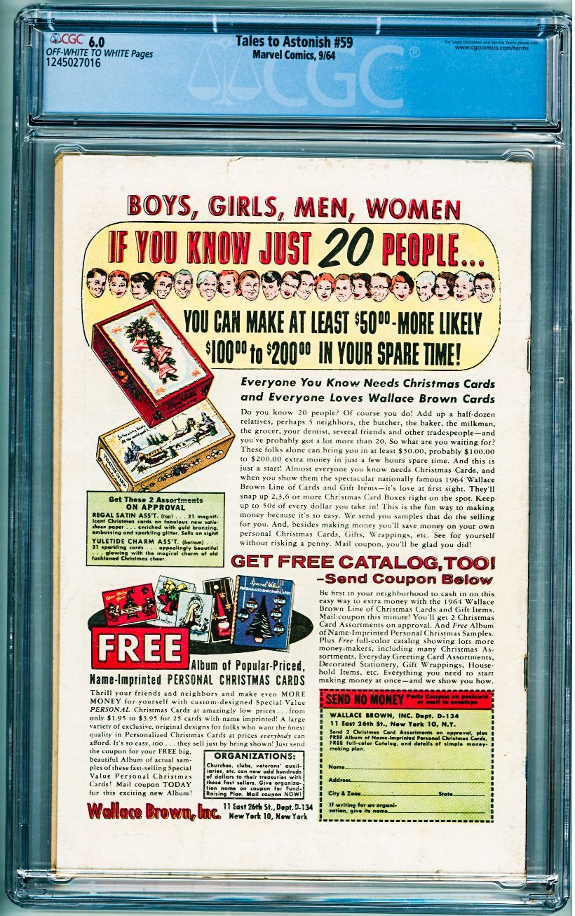 Tales to Astonish #59 (1964) CGC 6.0! OWW Pgs! 1st Appearance of Hulk ...