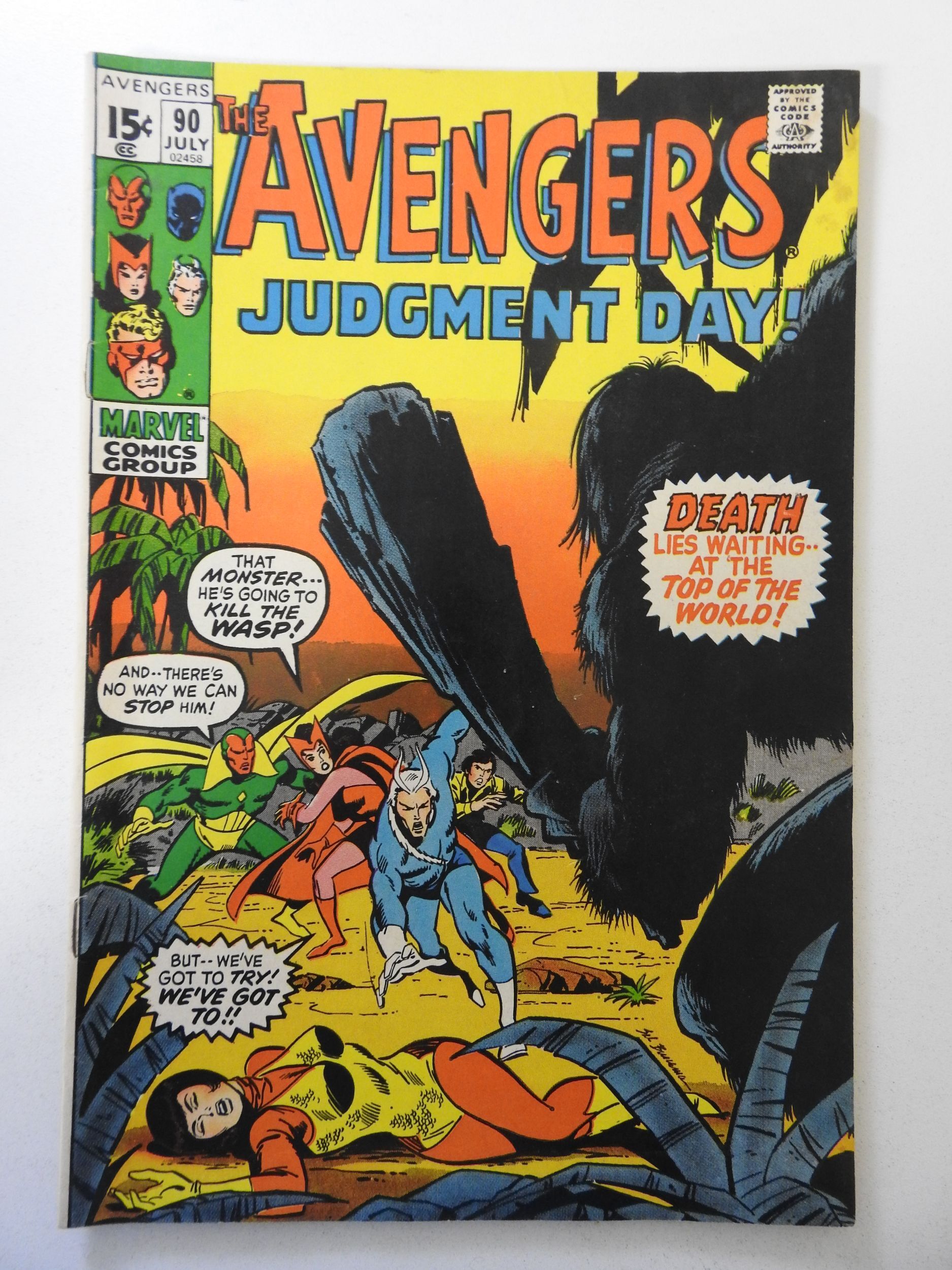 The Avengers #90 (1971) VG Condition cover and 1st wrap detached top ...
