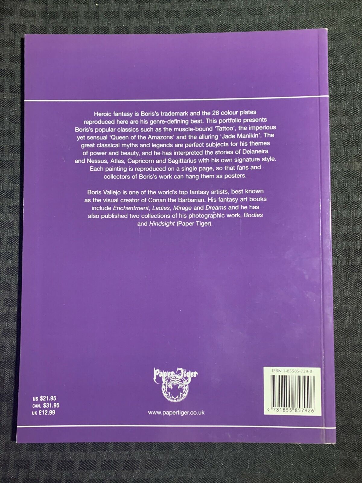 1994 THE BORIS VALLEJO PORTFOLIO 3rd Paper Tiger SC VF 8.0 w/ Greeting ...