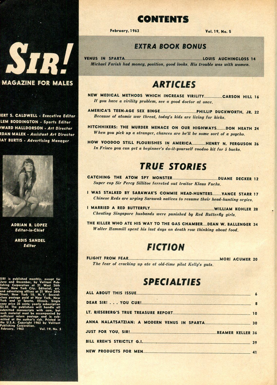 Sir! Magazine February 1963-ATOM SPY MONSTER-COMMIE HEADHUNTERS FN ...