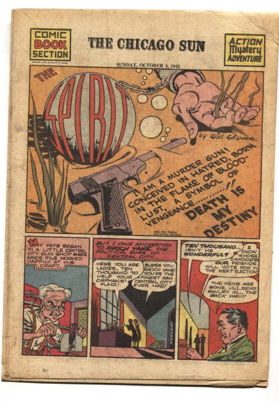 Spirit Section Oct 4 1942- Eisner- Lou Fine- Lady Luck vg | Comic Books ...