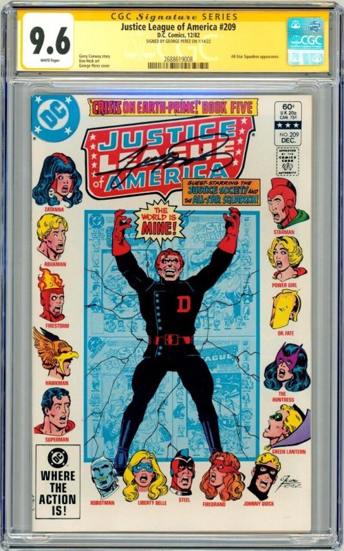 CGC SS 9.6 SIGNED George Perez Cover Art JLA 209 JSA Power Girl Zatanna ...