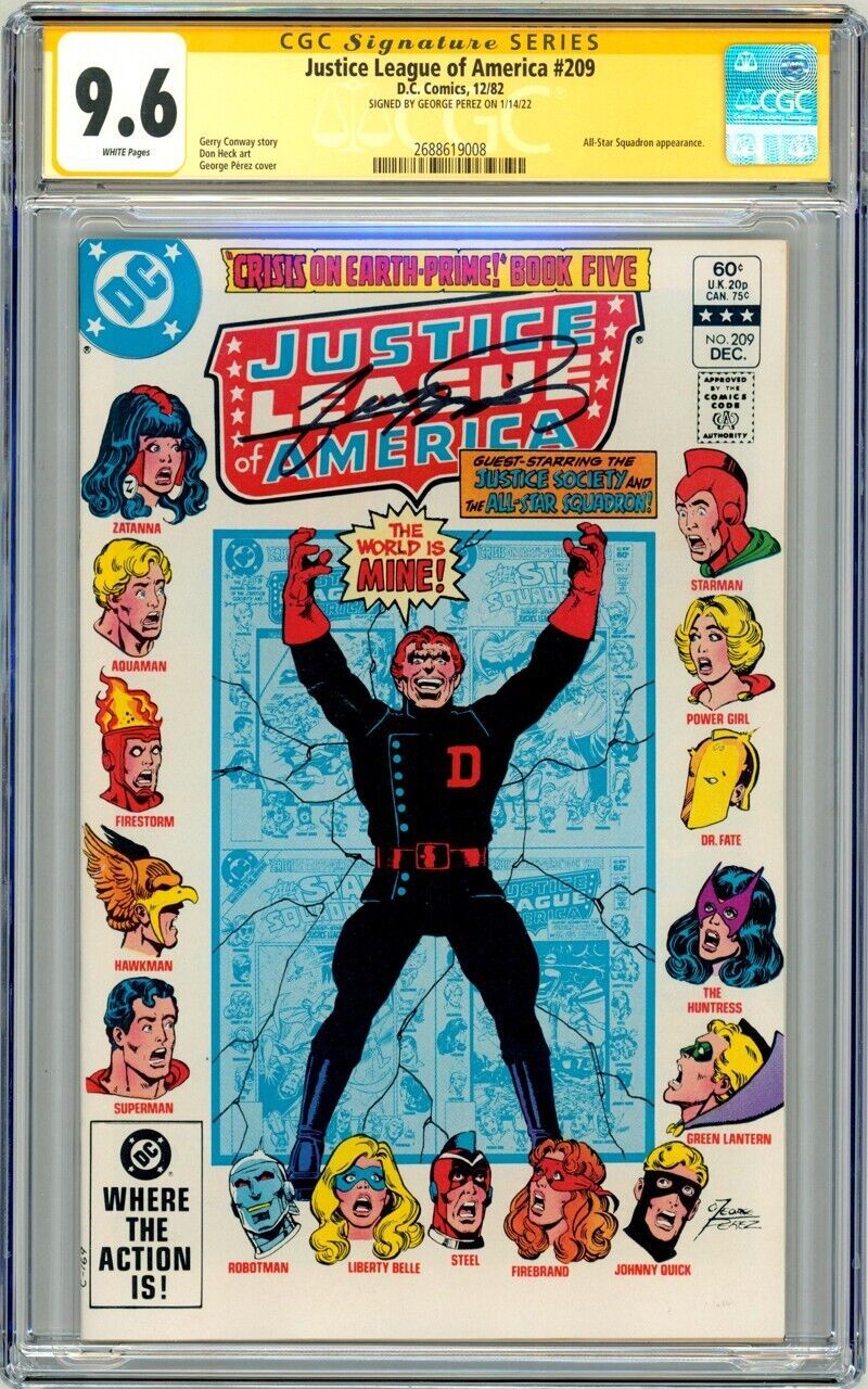 CGC SS 9.6 SIGNED George Perez Cover Art JLA 209 JSA Power Girl Zatanna ...