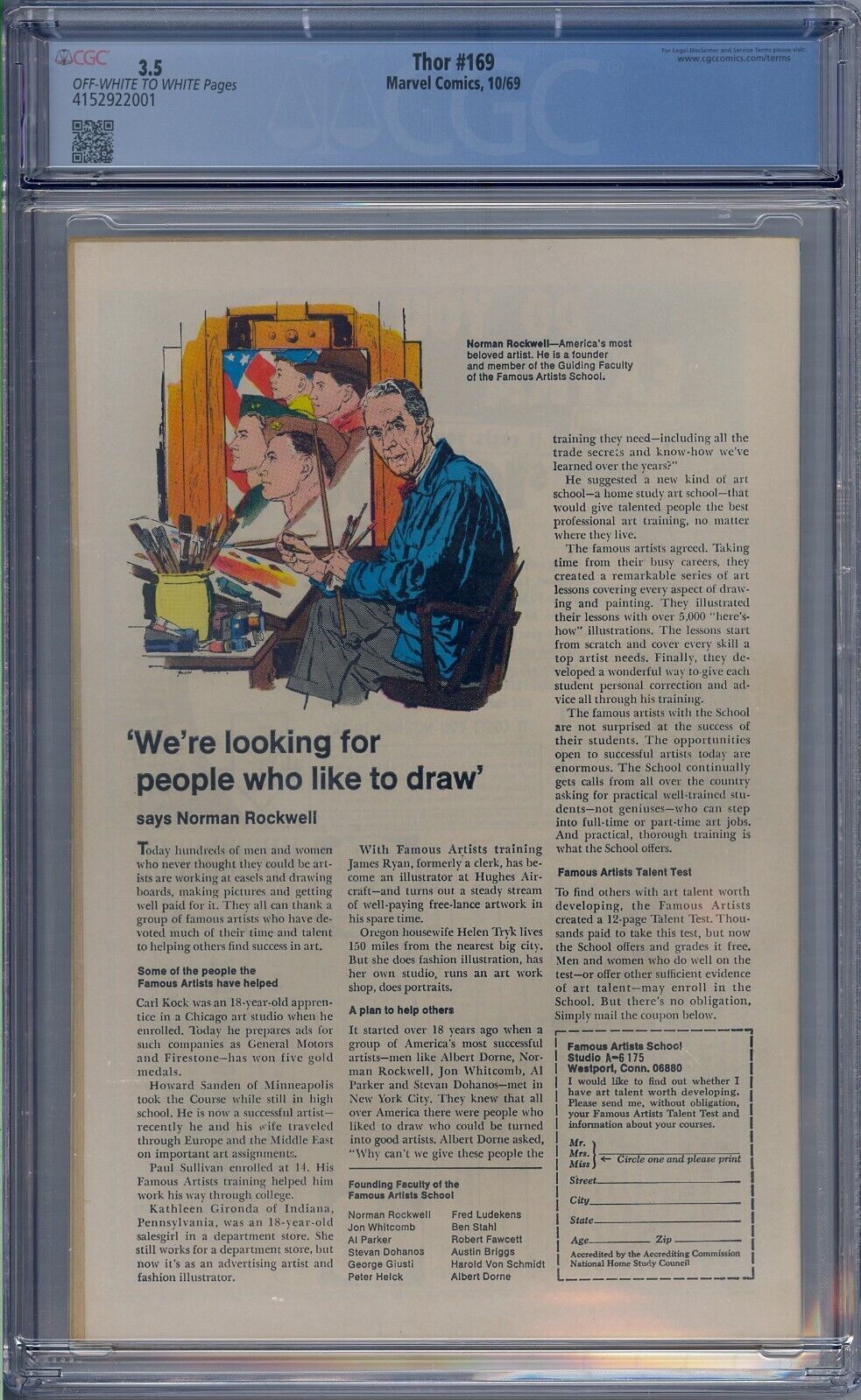 Thor #169 CGC 3.5 Origin Galactus Watcher Thermal MAN Jack Kirby John ...