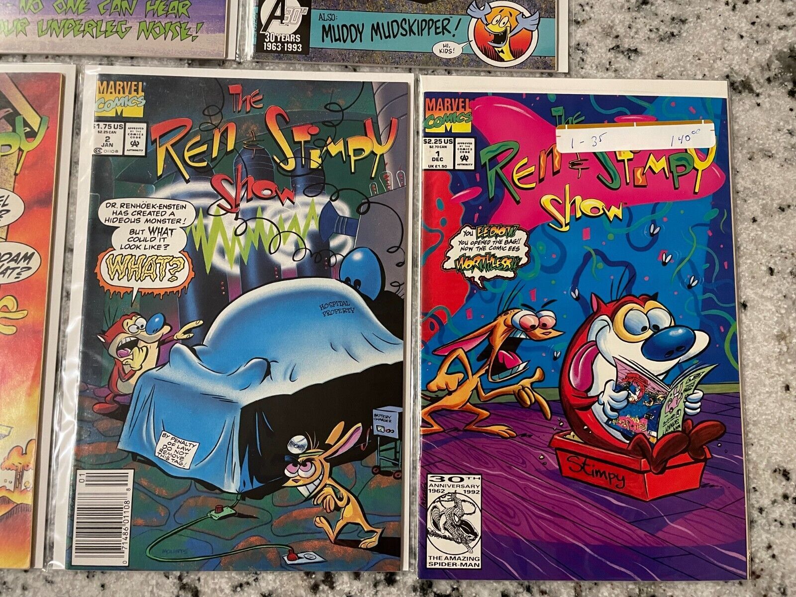 Lot Of 5 Ren & Stimpy Marvel Comic Books # 1 2 3 4 5 Nickelodeon NM ...