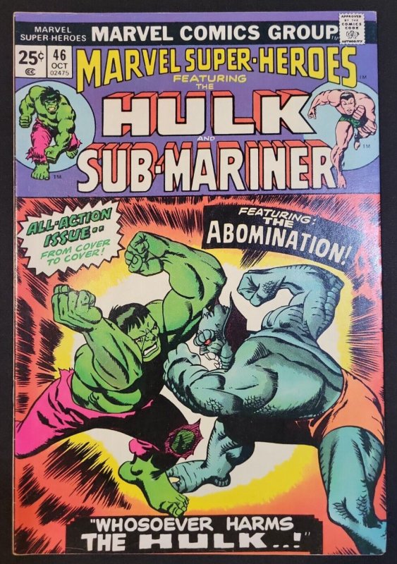 Marvel Super-Heroes #46 Hulk & Sub-Mariner 1974 | Comic Books - Bronze ...