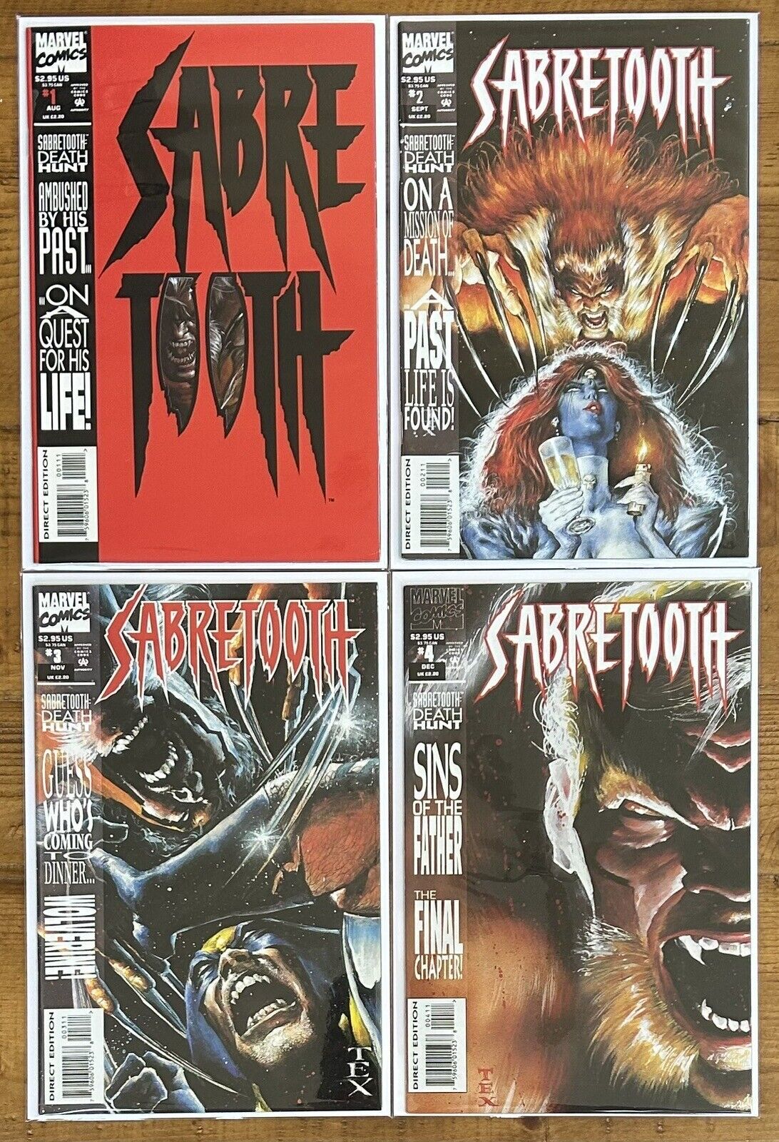 Sabretooth #1,2,3,4 Death Hunt Marvel Comics 1993 Complete Set NM ...