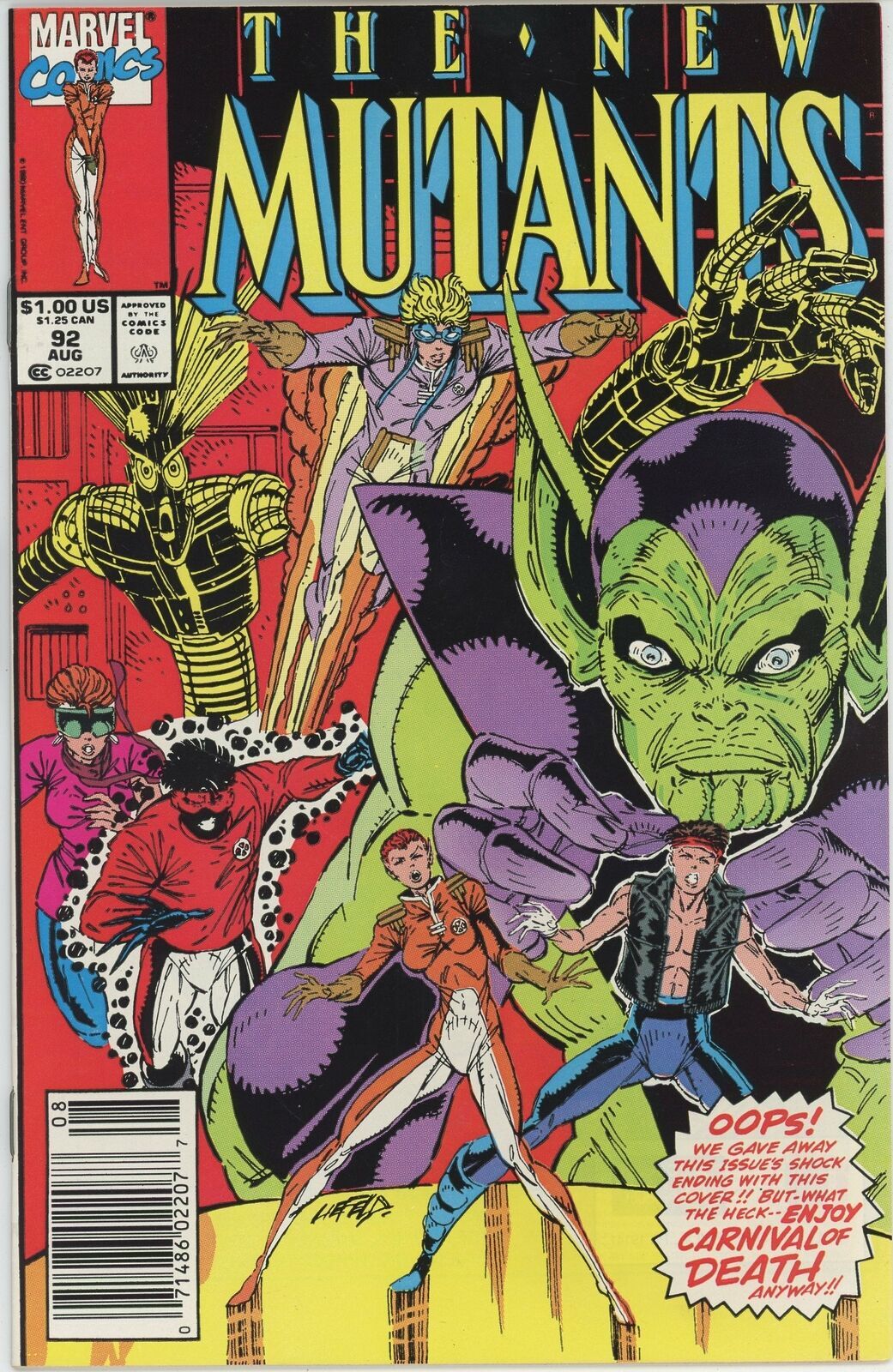 New Mutants #92 (1983) - 8.5 VF+ *The Carnival Comes to Town* Newsstand ...