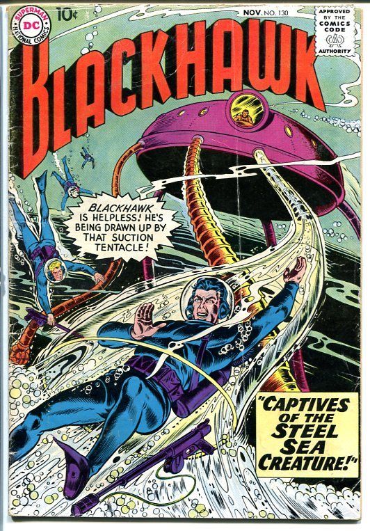 Blackhawk #130 1958 DC Steel SEA Creature Killer Shark! VG | Comic ...