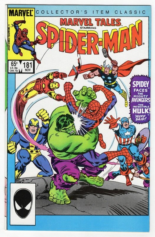 Marvel Tales #181 VINTAGE 1985 Reprints Amazing Spiderman Annual 3 Hulk ...