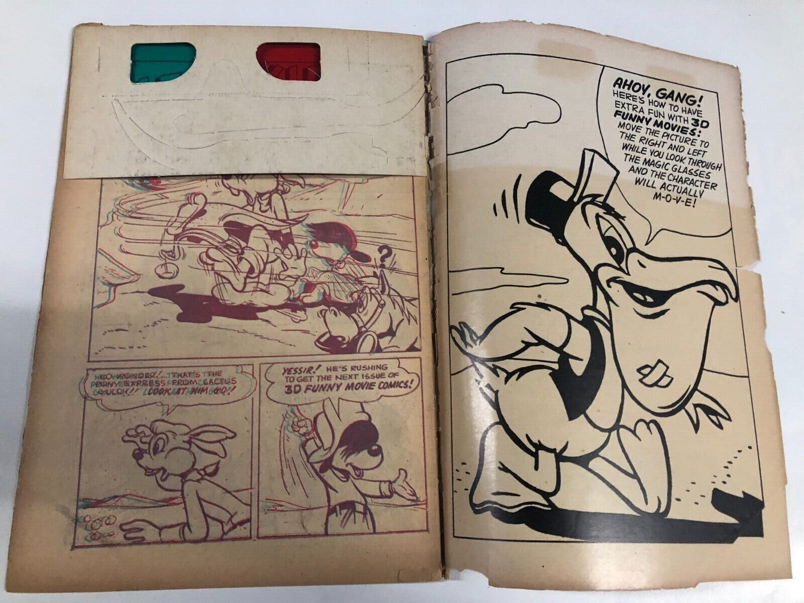 3-D FUNNY MOVIES (1953) not in great shape but glasses still attached ...