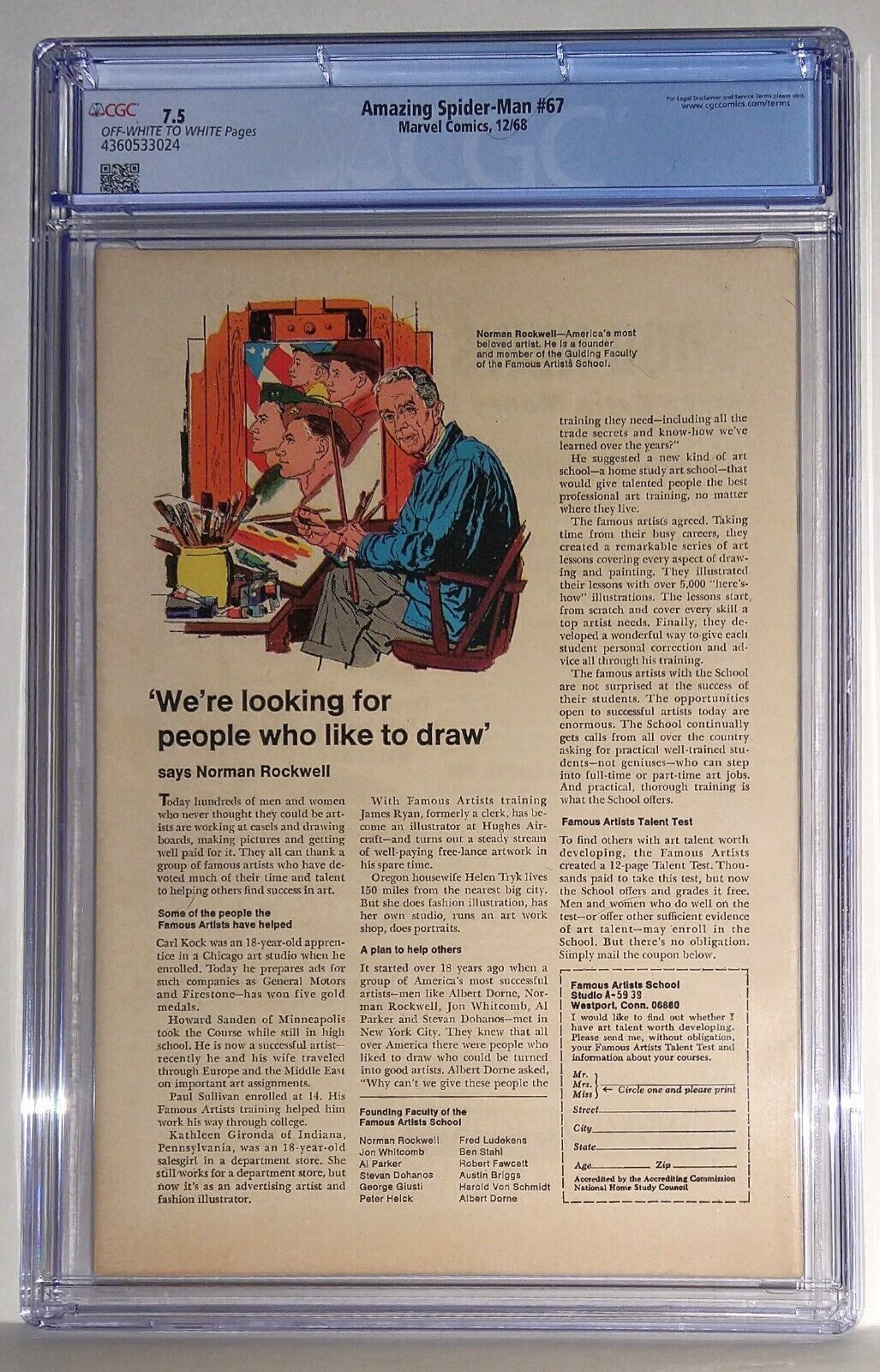 Amazing Spider-Man #67 (1968)CGC 7.5 VERY FINE-. 1st RANDY ROBERTSON BY ...