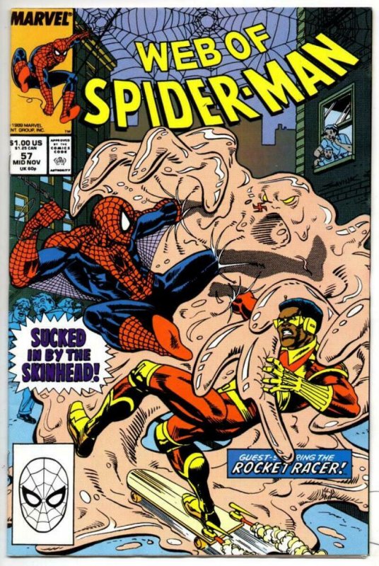 WEB of SPIDER-MAN #57, VF/NM, Rocket Racer, SkinHeads, 1985 1989 ...