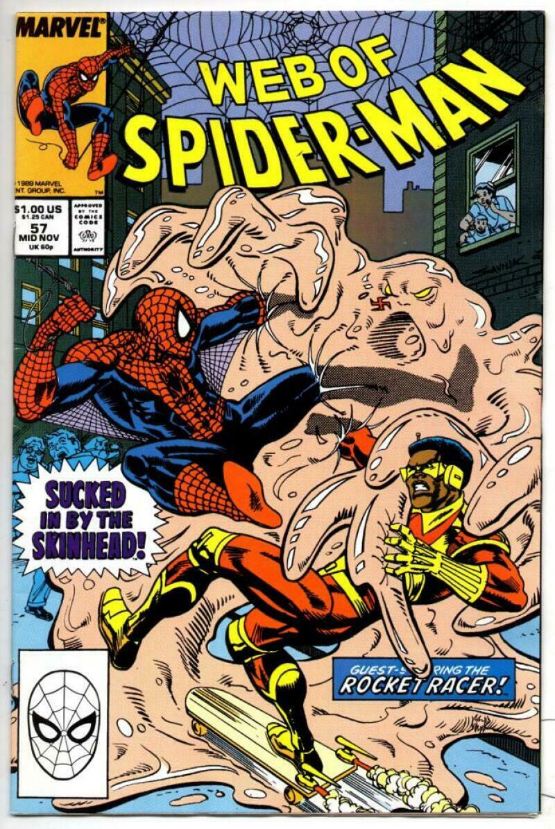 WEB of SPIDER-MAN #57, VF/NM, Rocket Racer, SkinHeads, 1985 1989 ...