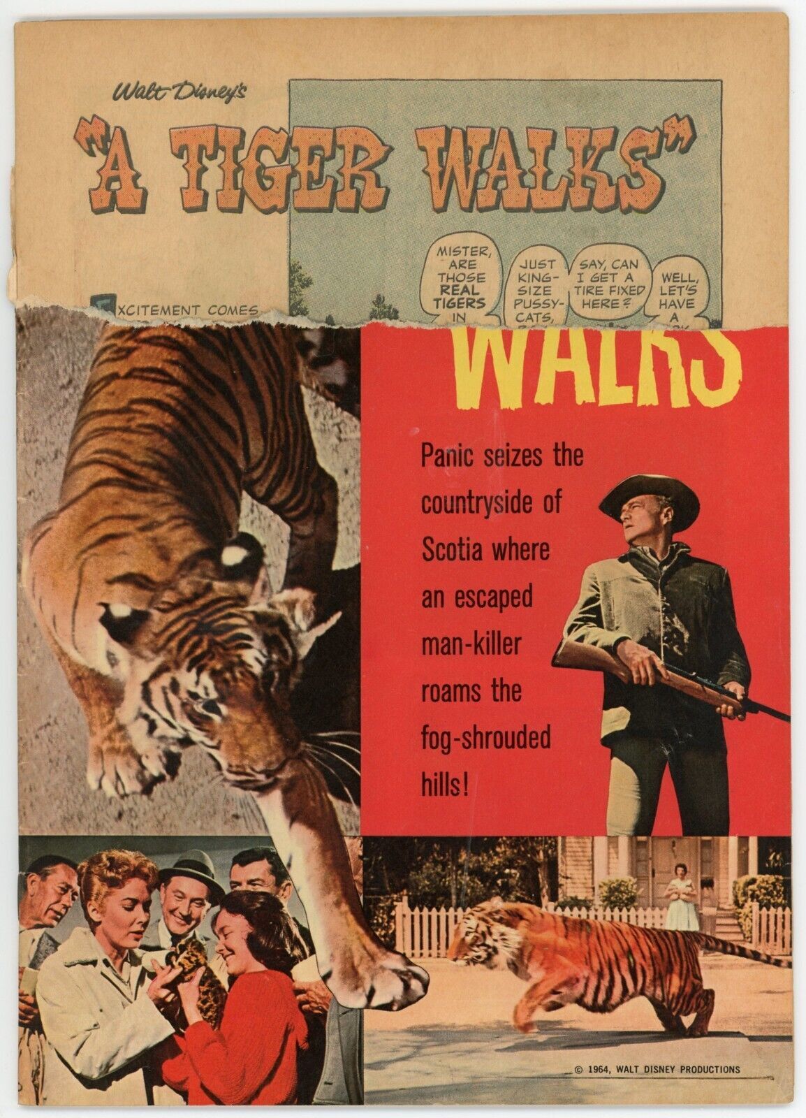 Walt Disney A Tiger Walks Fair 1.0 Gold Key 1964 Silver Age Movie ...