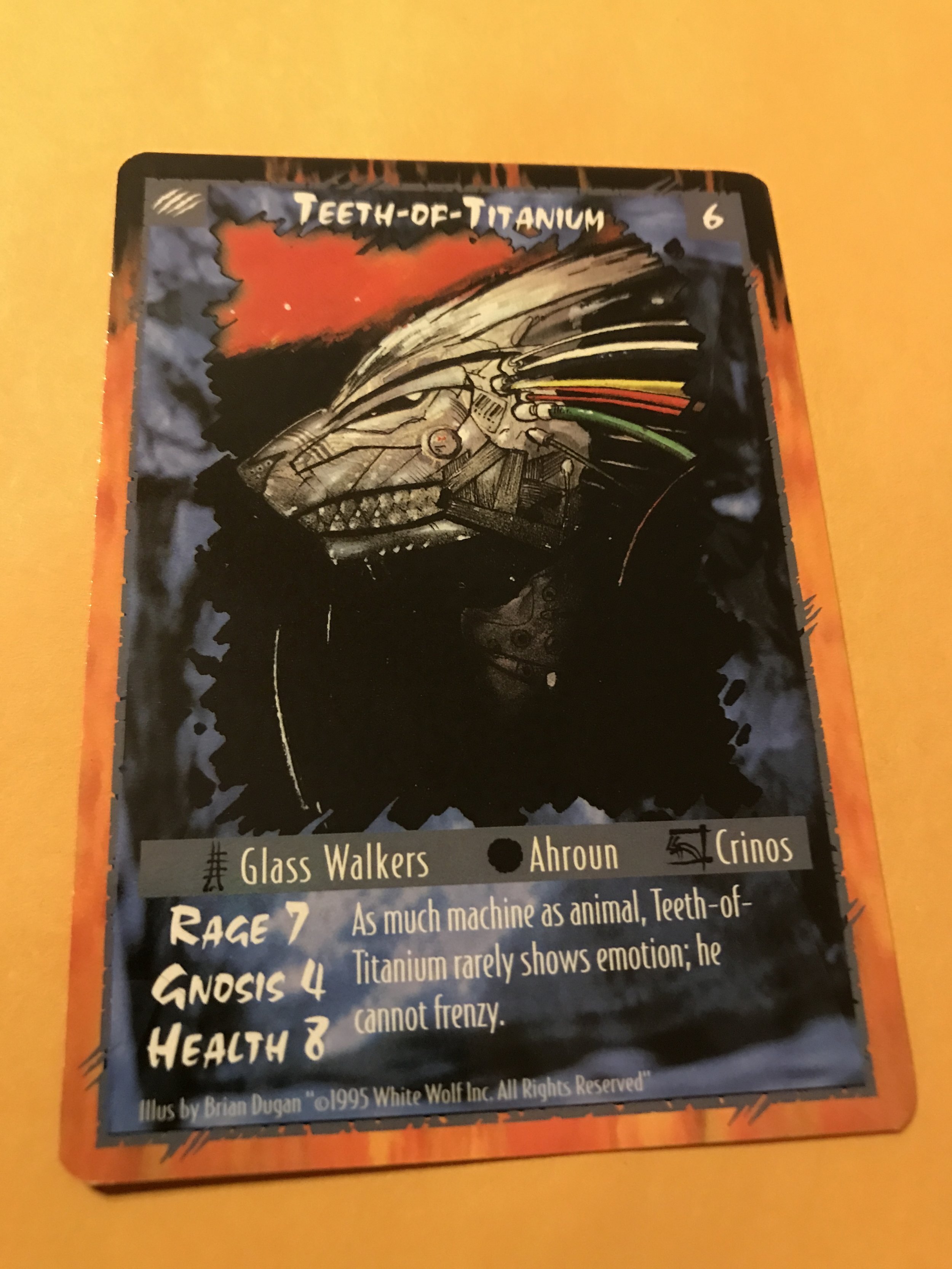TEETH-OF-TITANIUM : RAGE Werewolf Unlimited Character Card; White Wolf ...