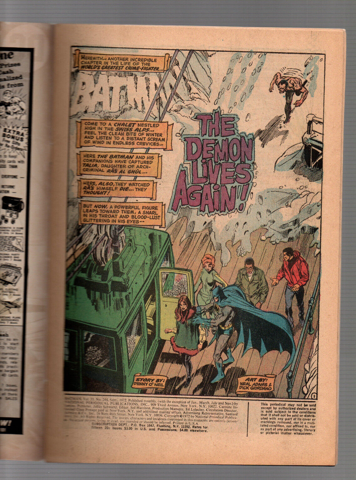 Batman #244 - Ras Al Ghul - Talia - Neal Adams iconic cover - 1972 ...