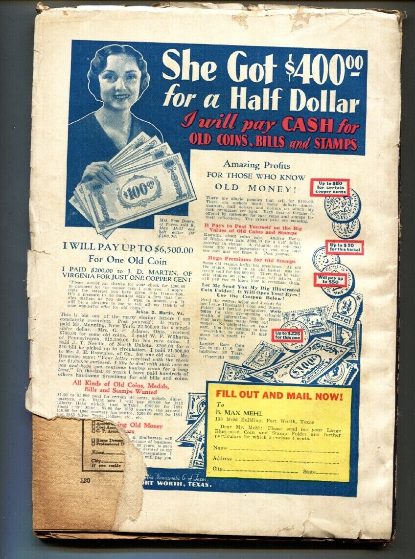 Thrilling Mystery Pulp February 1937- Weird Menace skull cover- Hugh B ...