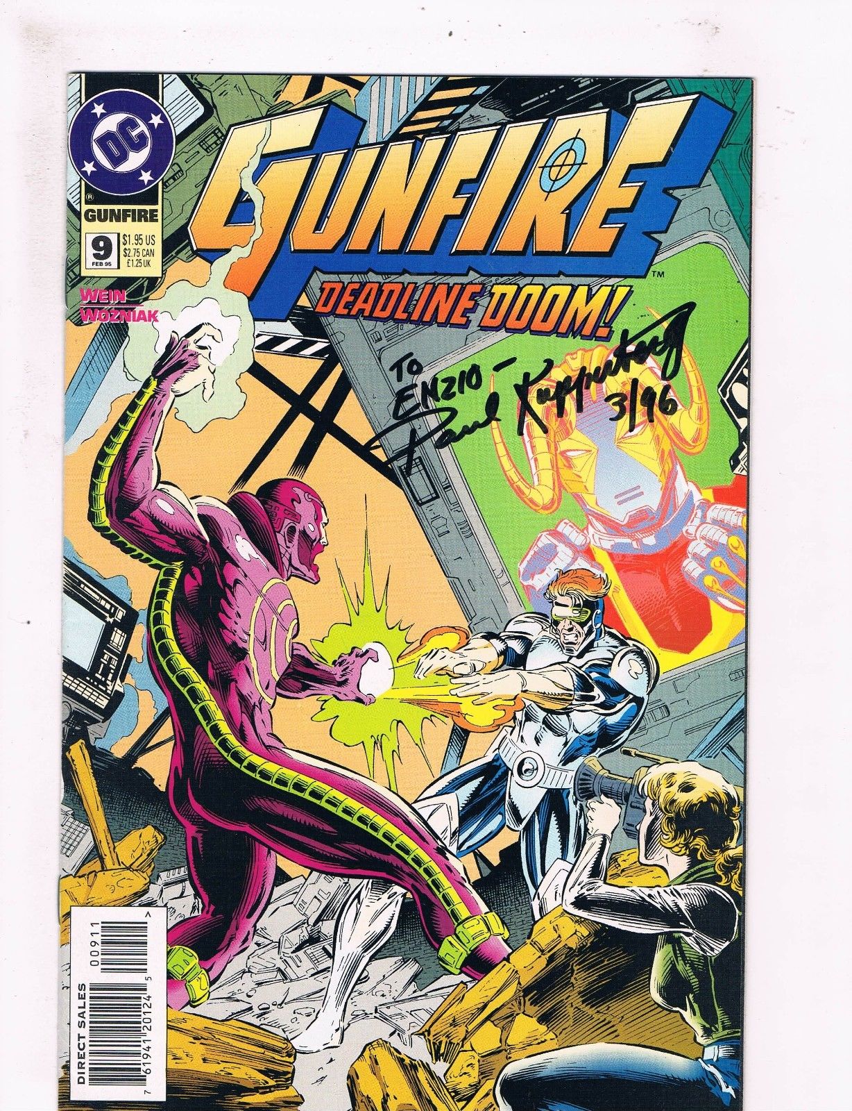 Gunfire #9 VF DC Comic Book SIGNED By Paul Kupperberg 1st Print Just ...