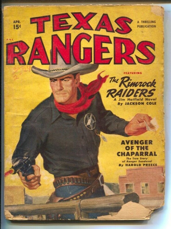 Texas Ranger 4/1950-Thrilling-"Rimrock Raiders"-Ranger Jim Hatfield ...