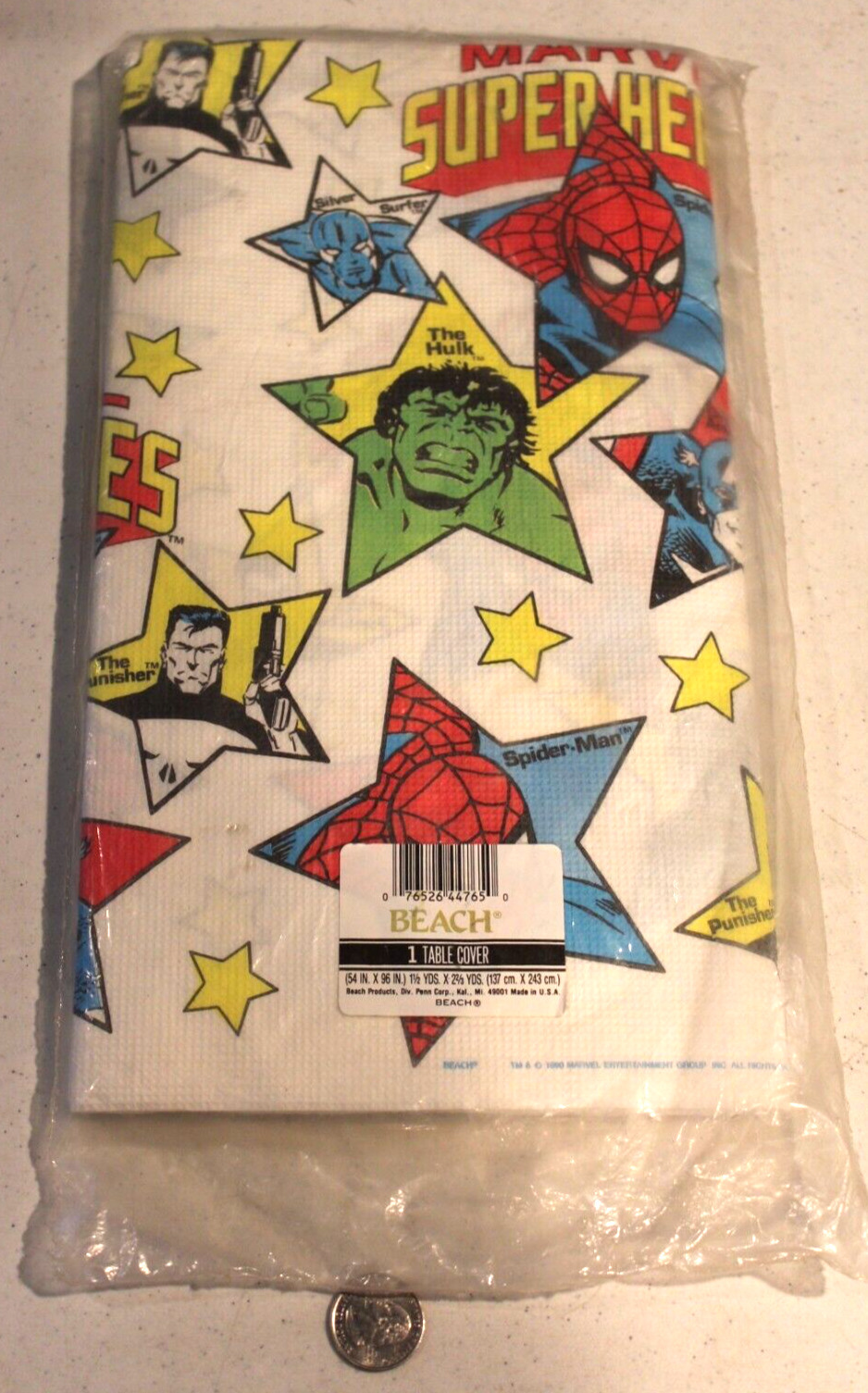 SEALED 1990 VTG Marvel Comics Table Cover 54" x 96" Spider-man Hulk ...