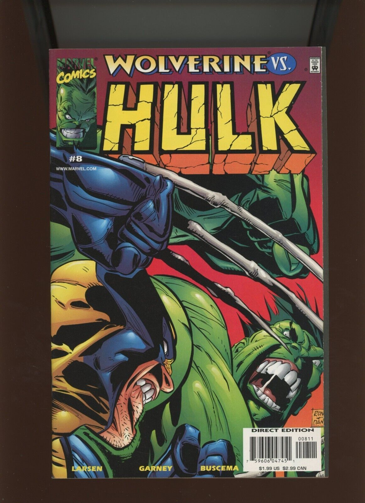 (1999) Hulk #8: Direct Edition! KEY Issue! Classic Battle VS. Wolverine ...