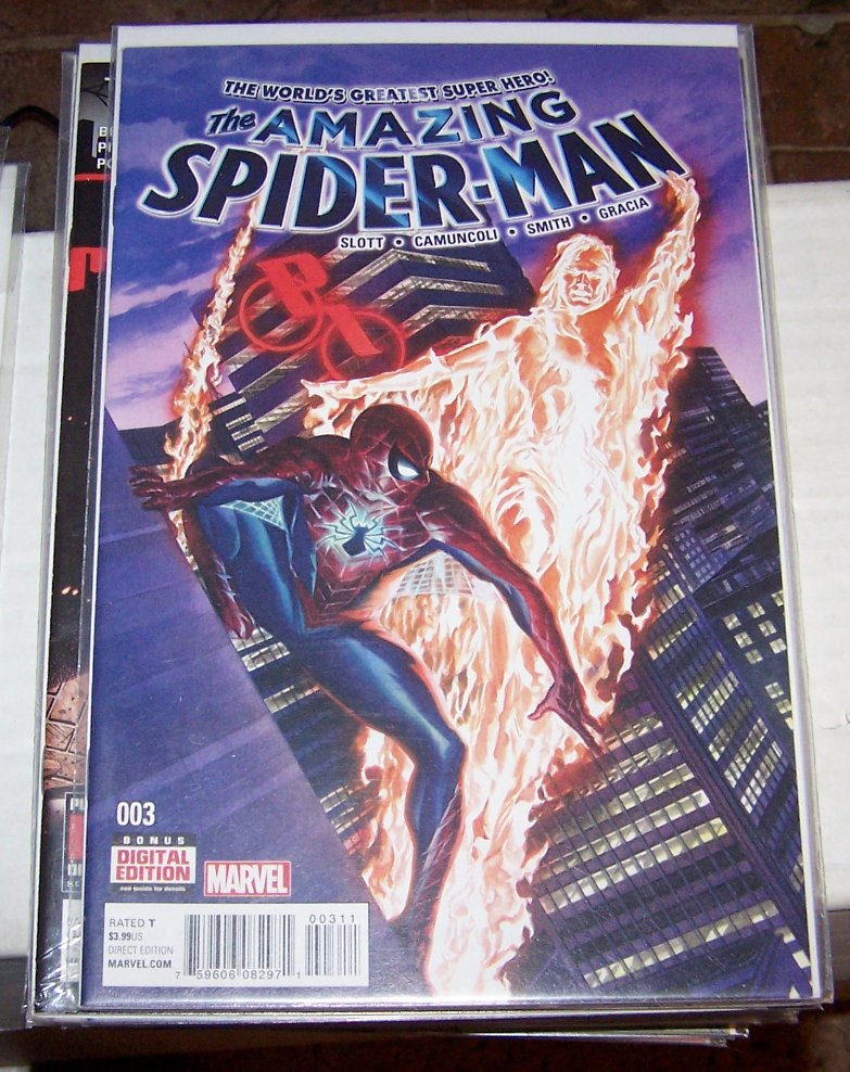 Amazing Spider-Man vol 4 # 3 2015 Marvel alex ross cover HUMAN TORCH ...