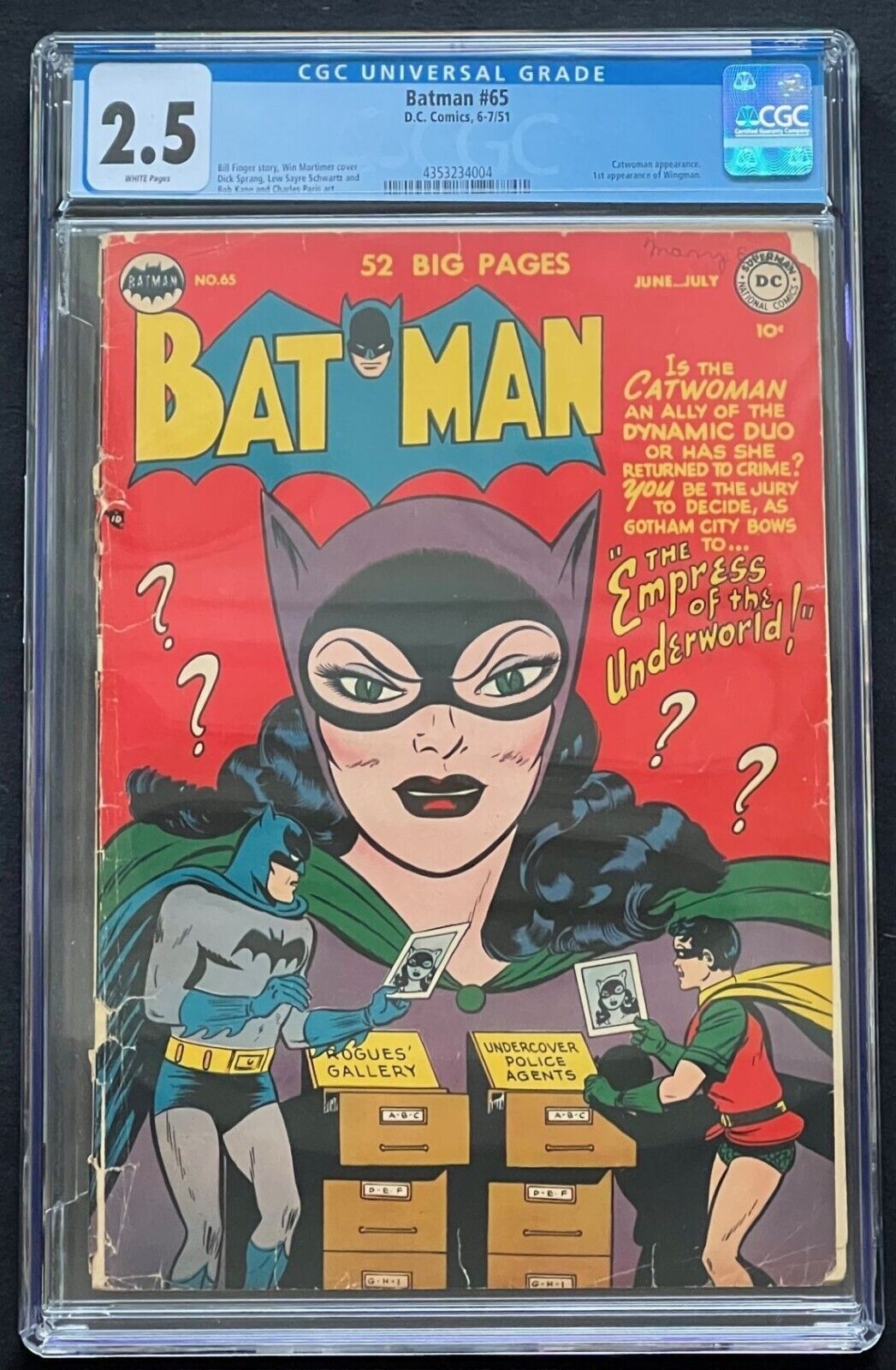Batman #65 DC 1951 CGC 2.5 White pages Catwoman Wingman | Comic Books ...