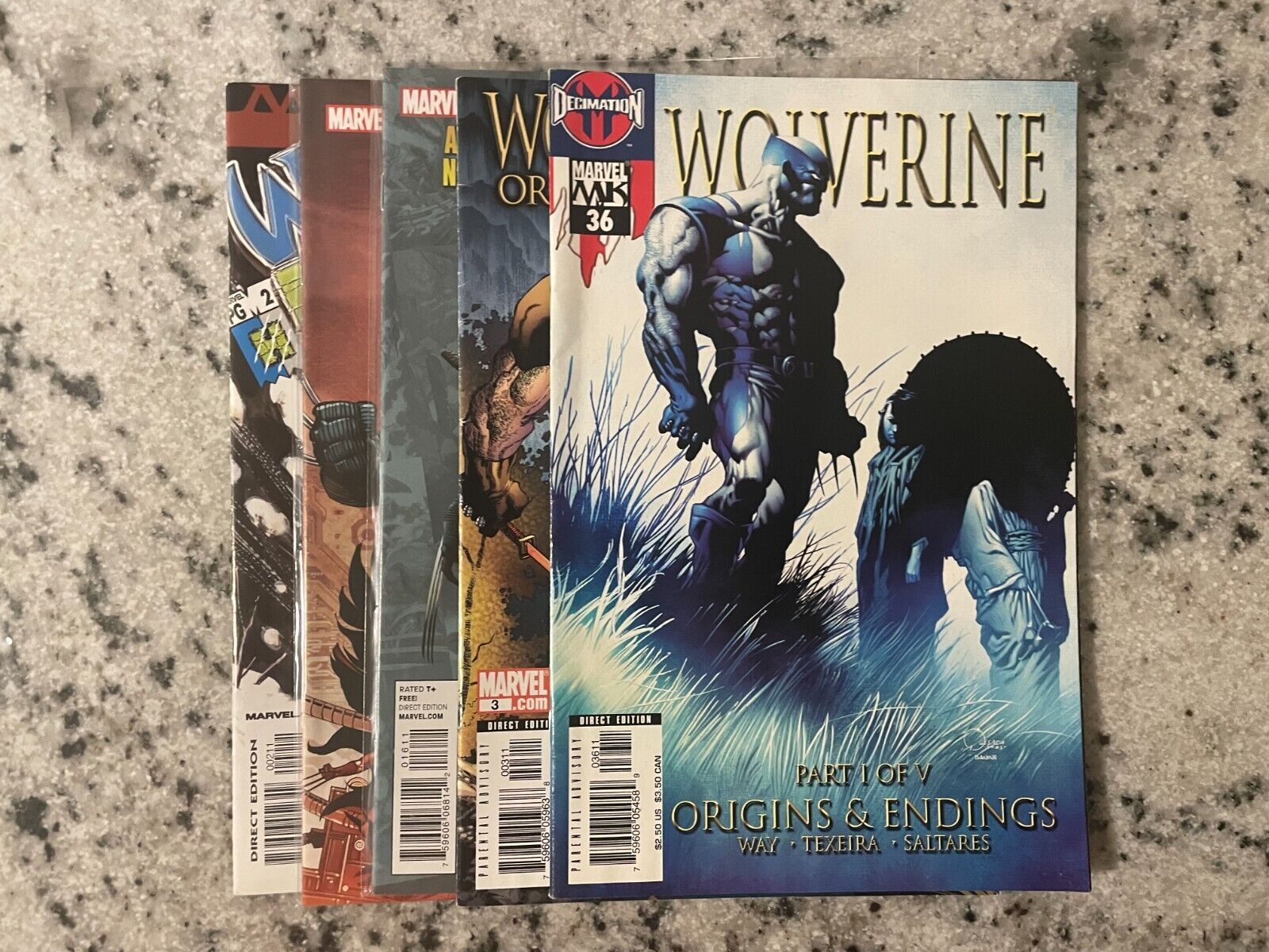 5 Marvel Comic Books Wolverine # 36 Origins 3 Saga 1 Saga 3 Hulk 2 X ...