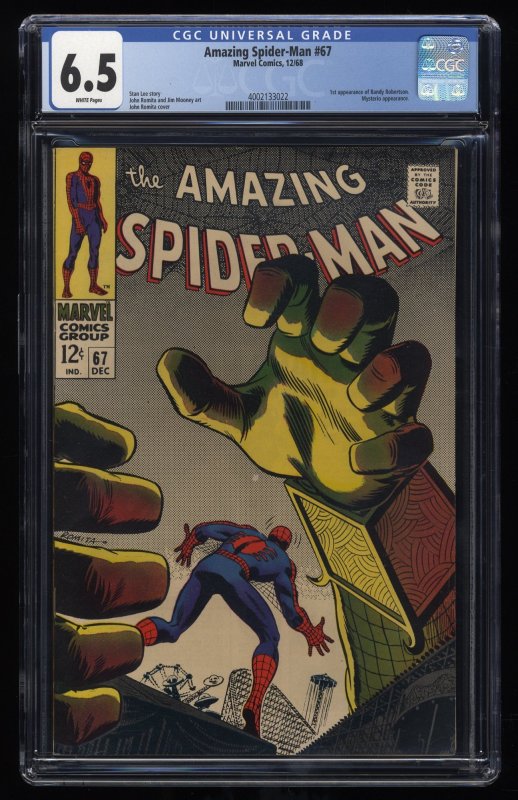 Amazing Spider-Man #67 CGC FN+ 6.5 1st Randy Robertson Mysterio ...