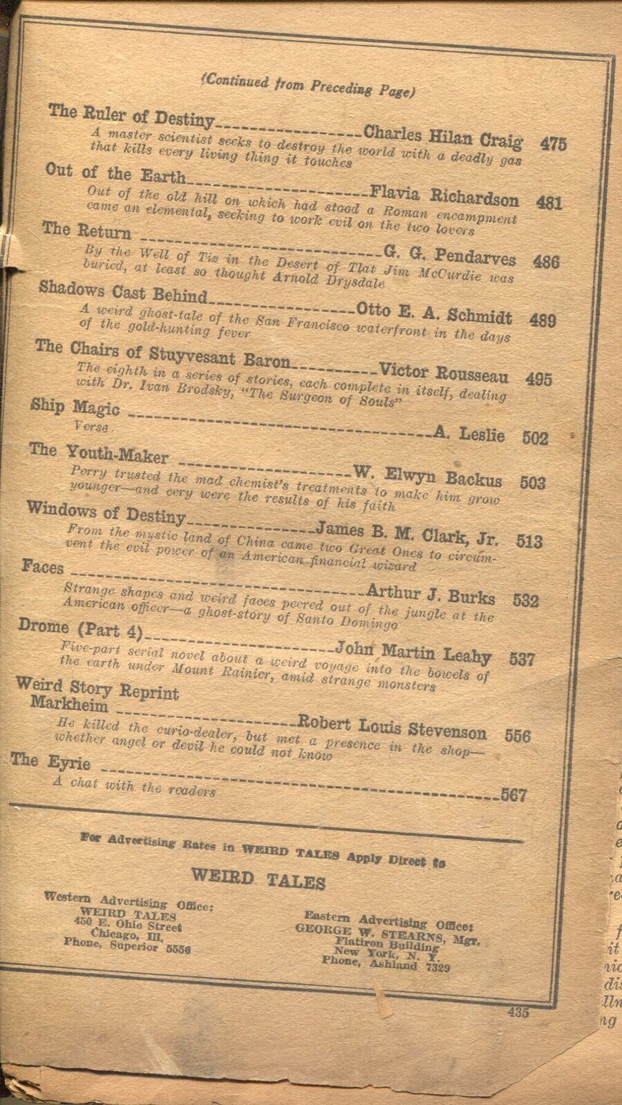 Weird Tales 4/1927-Ray Cummings, Rouseau, Arthur J Burks-P | Comic ...