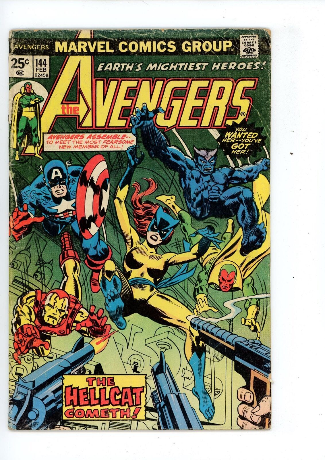 The Avengers #144 (1976) First appearance and origin: Hellcat Marvel ...