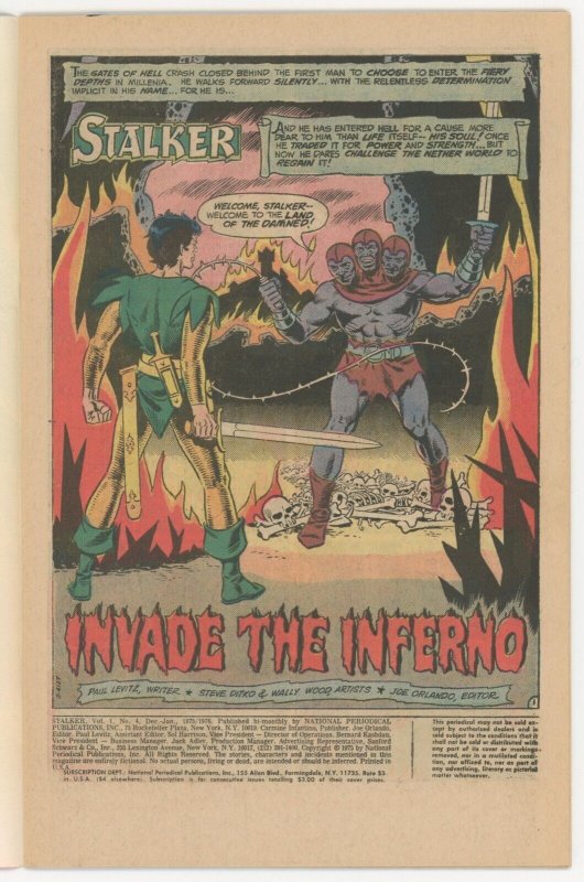 Stalker 4 VFNM 9.0 Bronze Age DC 1975 Steve Ditko Wally Wood Paul ...