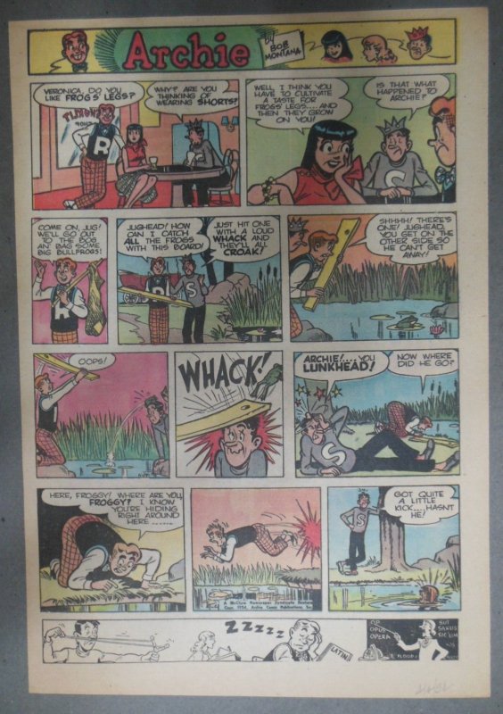 Archie Sunday Page by Bob Montana from 4/4/1954 Tabloid Size Page ...
