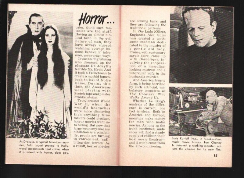 Tempo 9/4/1956-Horror movies-Frankenstein-Dracula-Lon Chaney-Boris ...