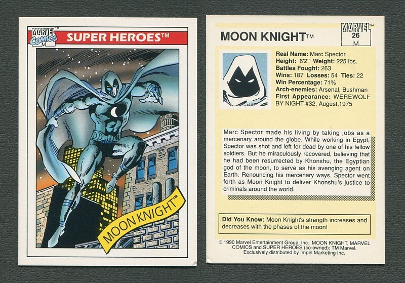 1990 Marvel Comics Card #26 (Moon Knight) NM | Comic Collectibles ...