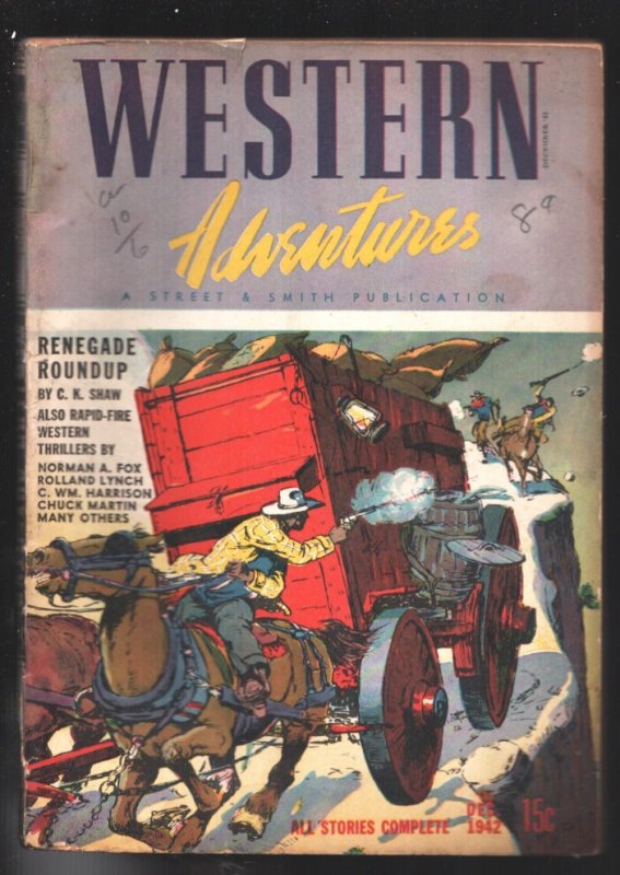 Western Adventures 12/1942-Comic style cover art-Pulp thrills | Comic ...