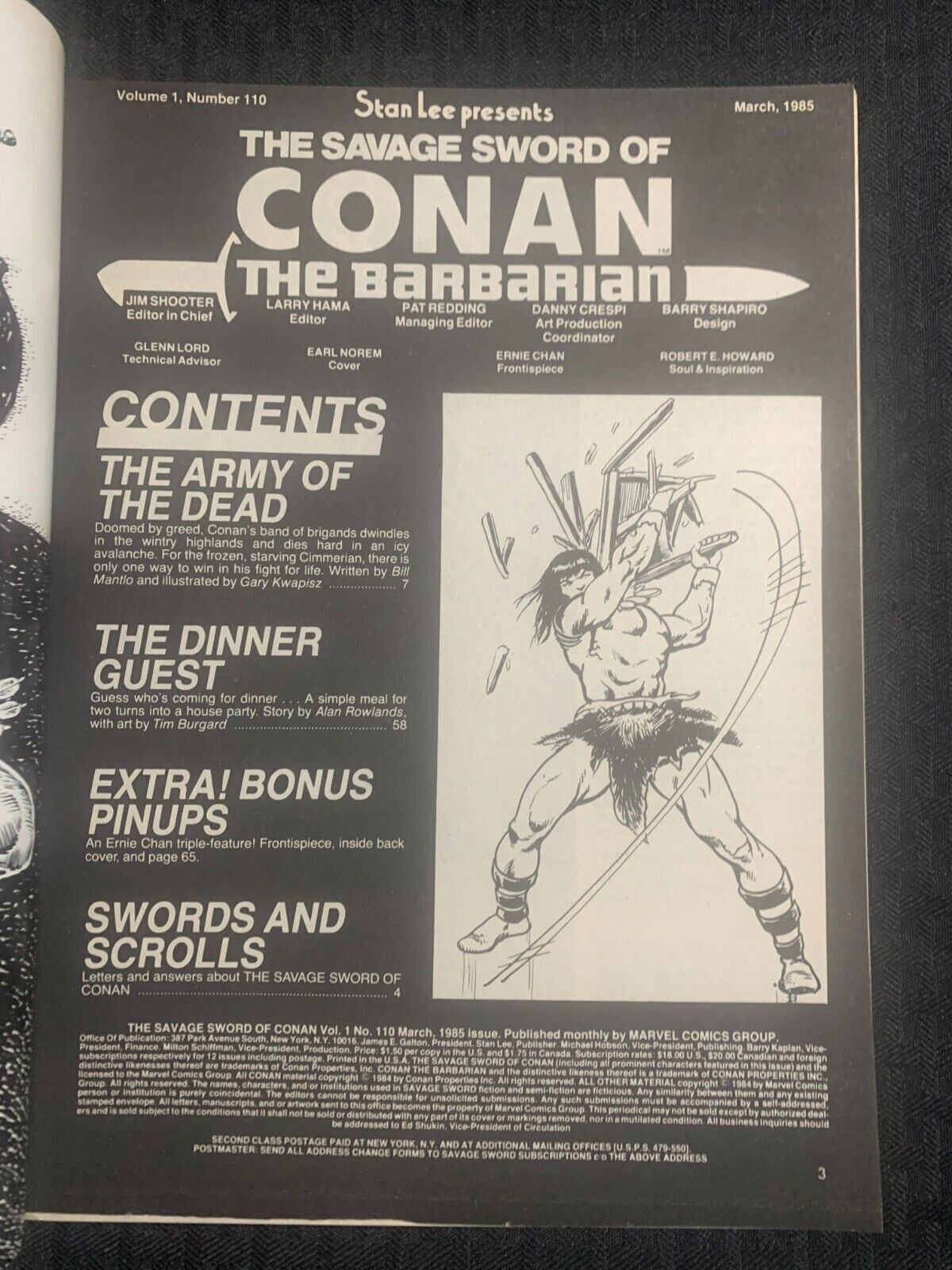 1985 SAVAGE SWORD OF CONAN Magazine #110 FN+ 6.5 Earl Norem Cover ...