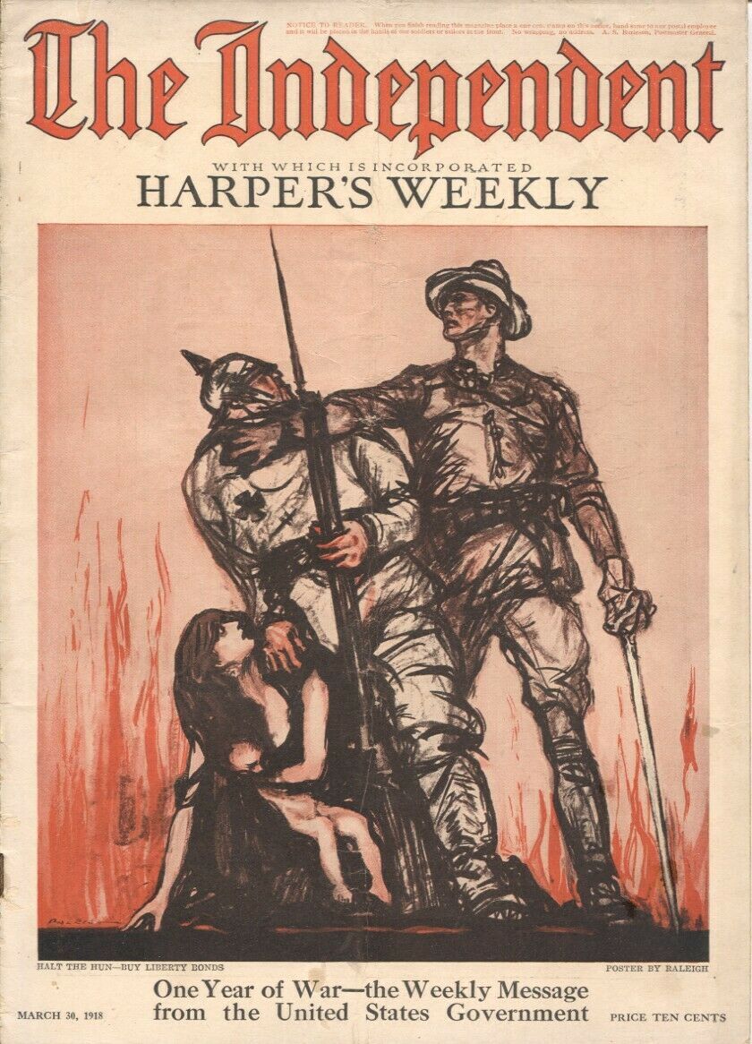 The Independent 3/30/1918-WWI issue 100+ years old-incorporates Harper ...