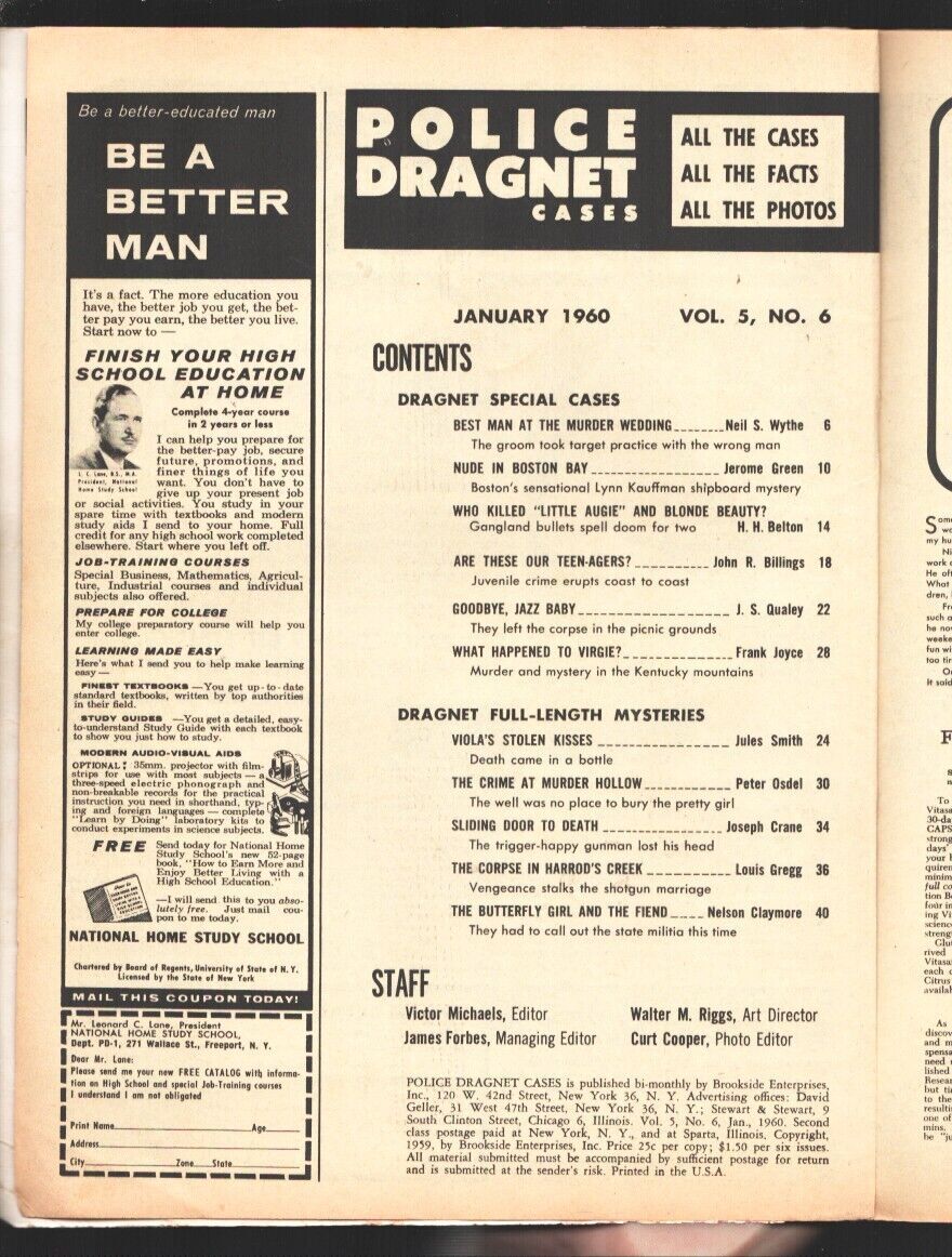 Police Dragnet Cases 1/1960-Teenage crime-dope-murder & more-Nude in ...