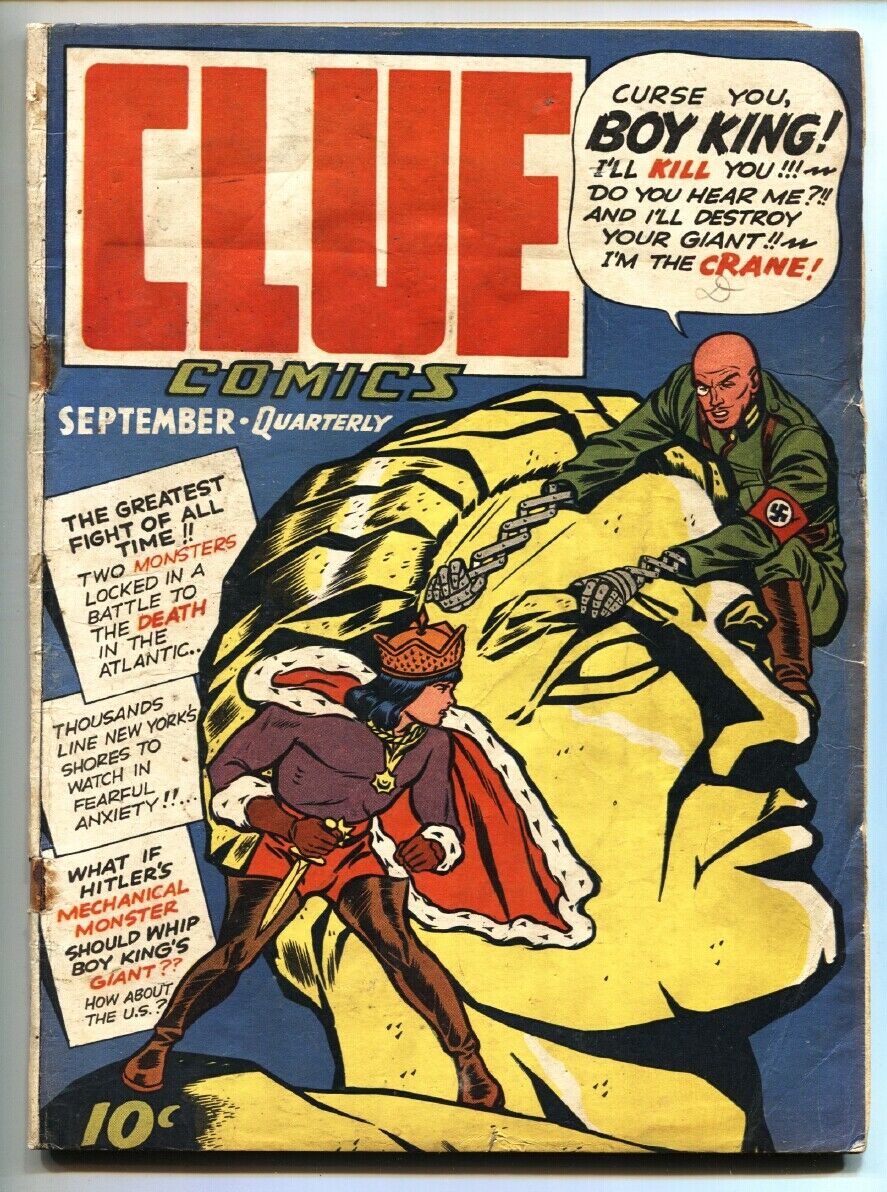 Clue Comics #5-1943 Hillman Golden-Age NAZI punching! Hitler app-Comic ...