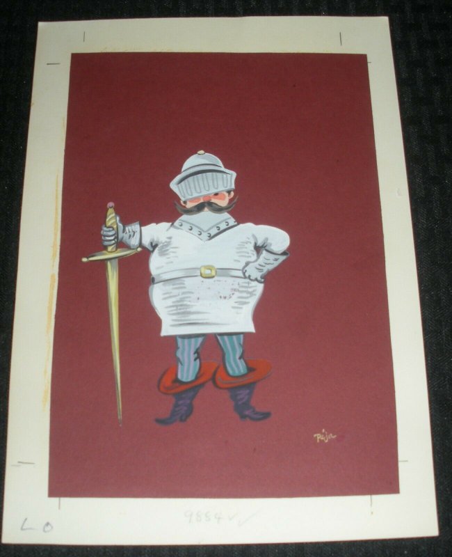 HAPPY BIRTHDAY Painted Knight w/ Sword & Mustache 8x11" Greeting Card ...