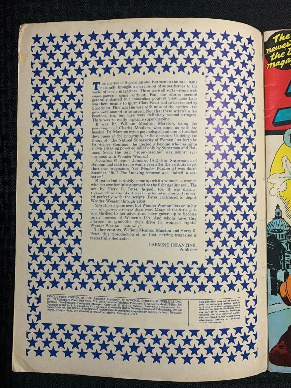 1974 FAMOUS FIRST EDITION DC Treasury C-30 VG 4.0 Sensation Comics #1 ...