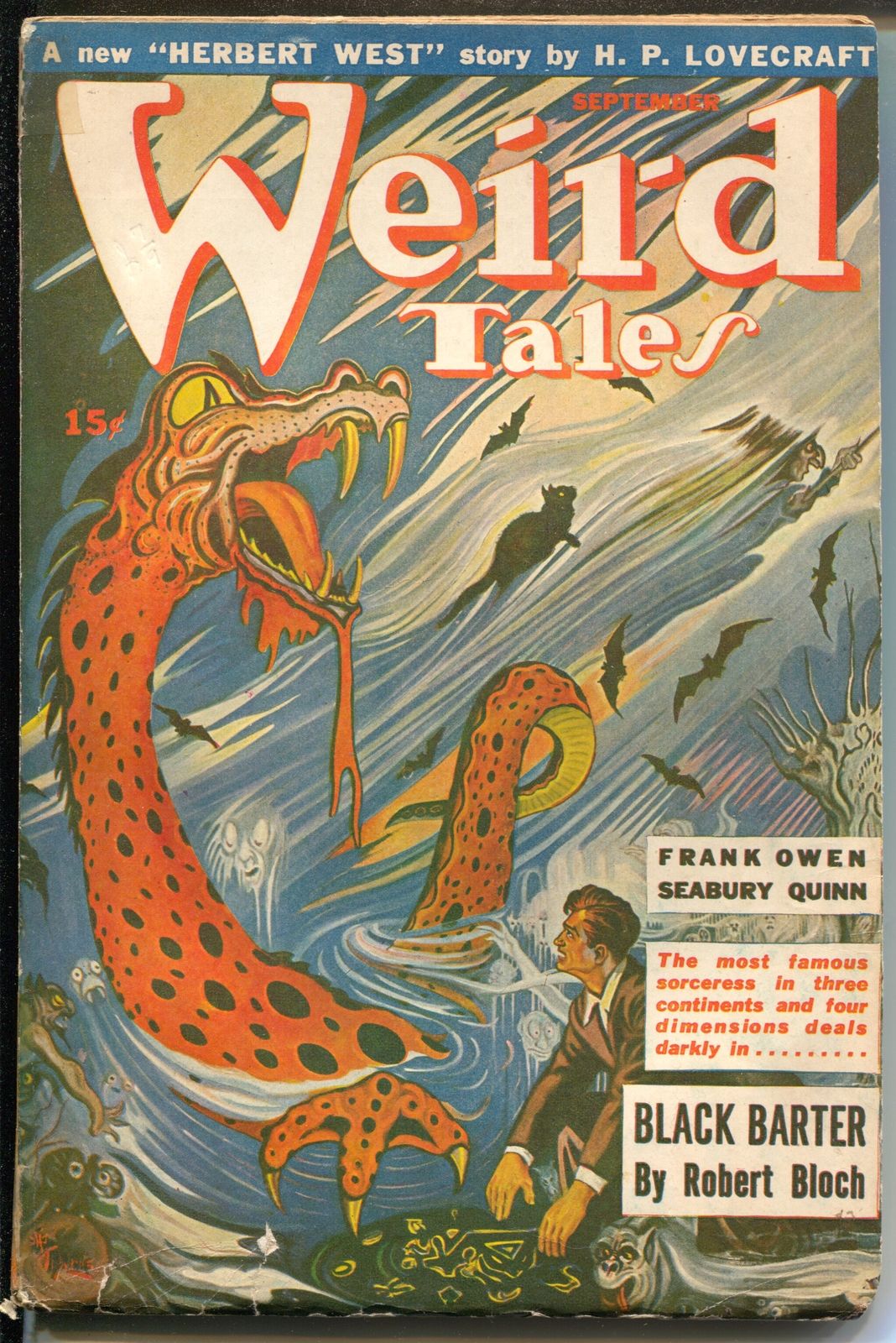 Weird Tales 9/1943-H.P. Lovecraft-Robert Bloch-Derleth-Tilburne cover ...