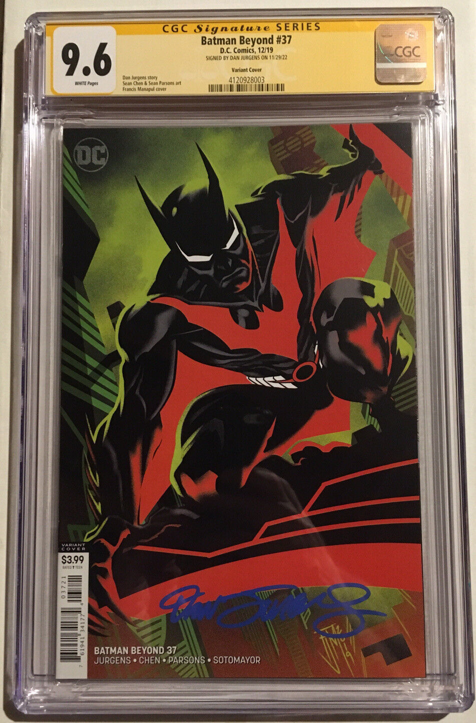 1ST BATWOMAN BEYOND Batman Beyond #37 SIGNED CGC 9.6 NM+ 'B' Manapul ...