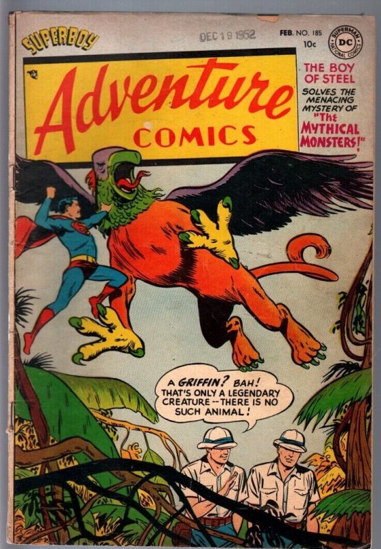 Adventure Comics #185 1952 Griffin Superboy Aquaman Green Arrow G VG ...
