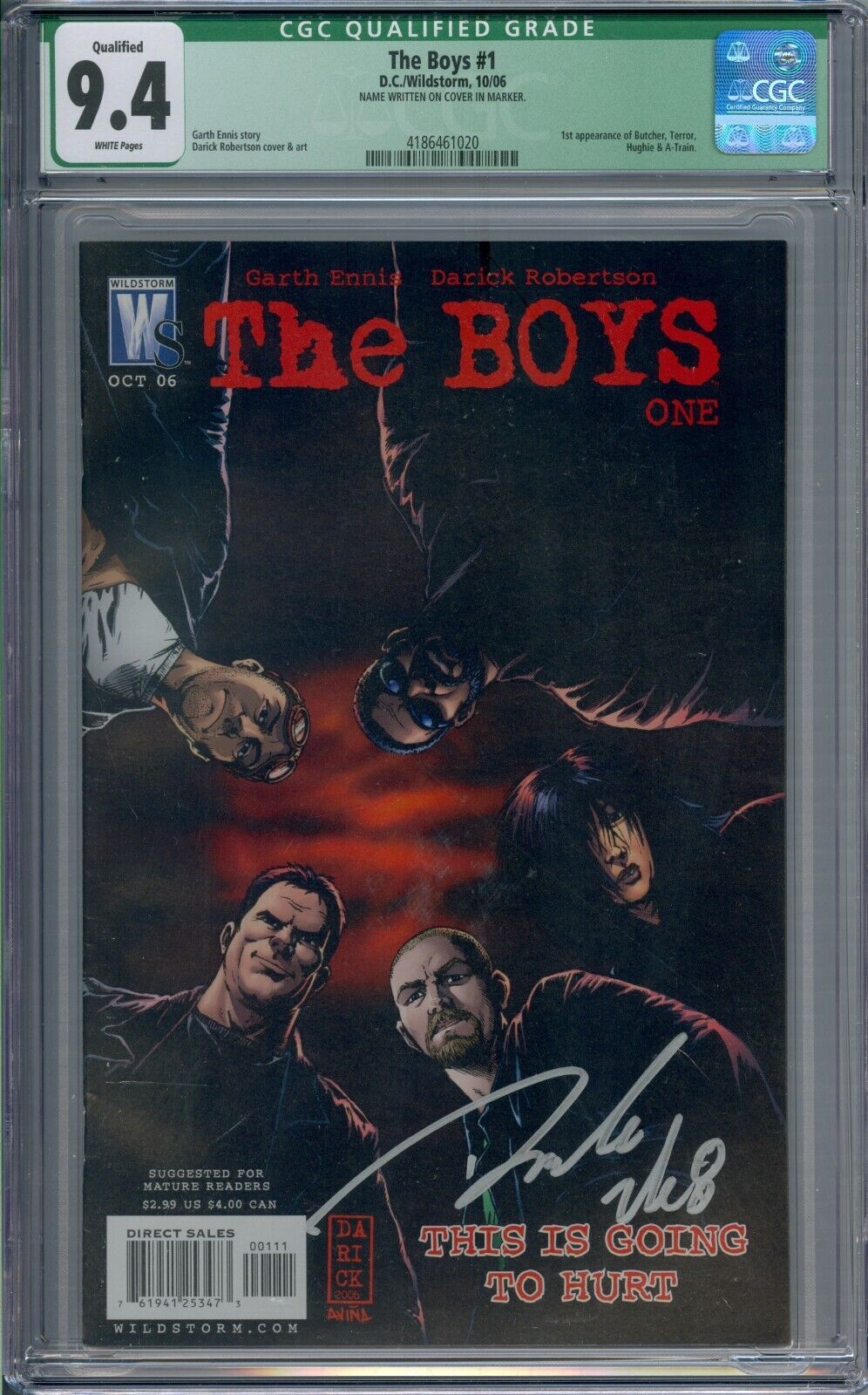 The Boys #1 CGC 9.4 1st Butcher Terror Hughie A-Train Signed | Comic ...