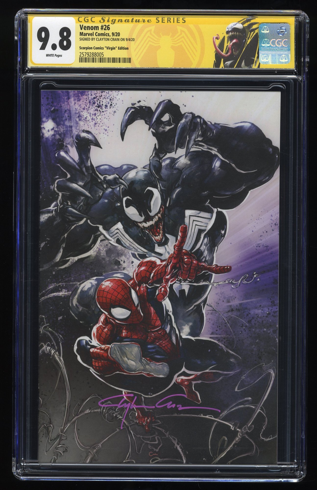 Venom #26 CGC NM/M 9.8 Signed SS Clayton Crain Scorpion Comics Virgin ...