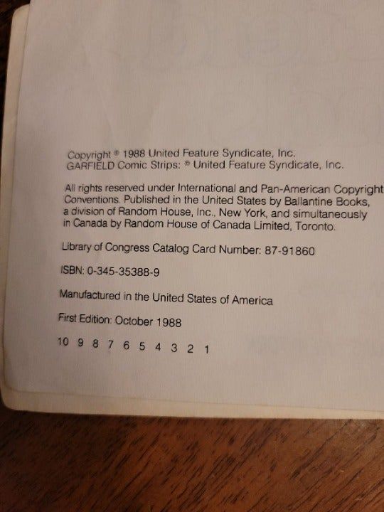 Garfield Rounds Out Comic Book Collection Vintage First Edition 1988 ...